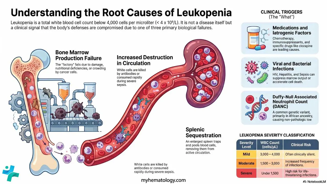 Leukopenia (Low White Cell Count): Causes, Symptoms & Treatment